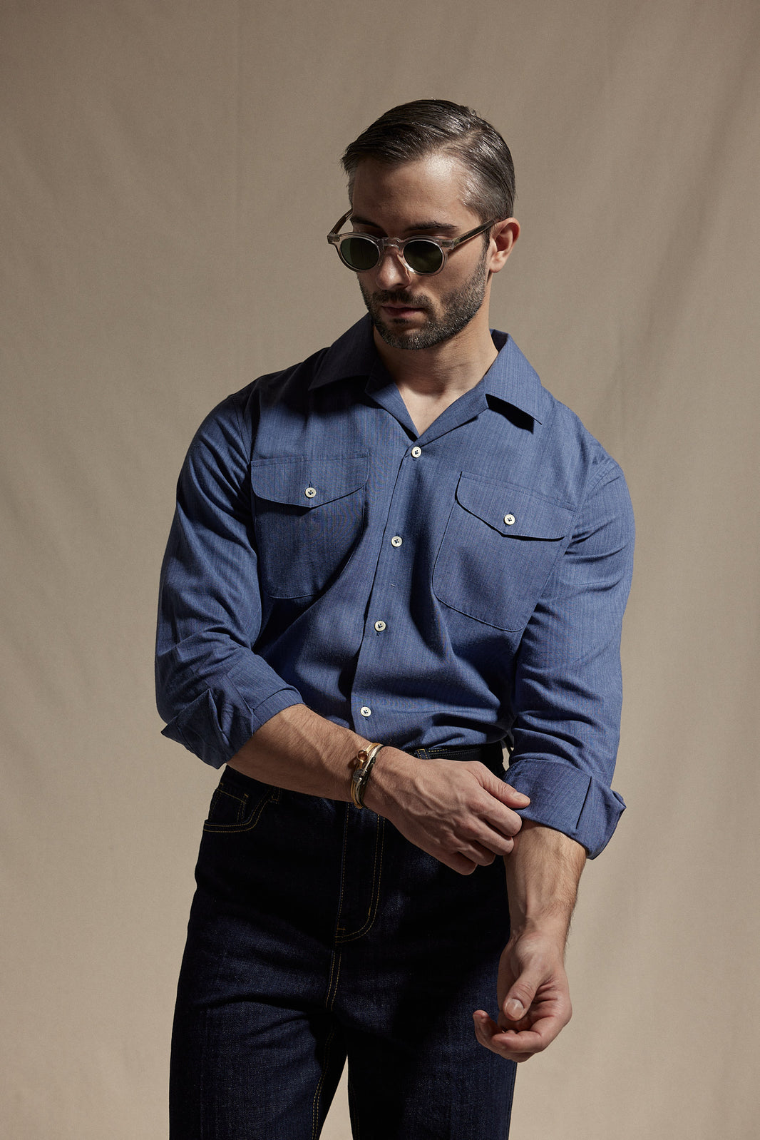 Jungle Shirt - Oat Herringbone – Benjamin Barker Studios